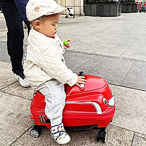 ELDA 20" Kids Ride-on Travel Suitcase Trolley Children's Carry On Hardside Rolling Luggage with Wheels，TSA Lock，Car Design for Boys Girls