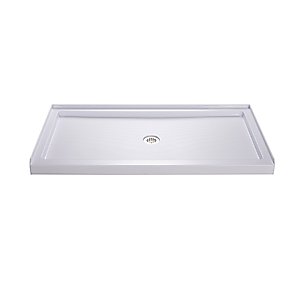 DreamLine SlimLine 36 in. D x 54 in. W x 2 3/4 in. H Center Drain Single Threshold Shower Base in White, DLT-1136540
