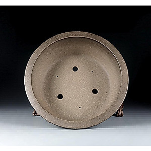 Bonsai Pot unglazed Round Shape 12 inch Refined Hand-Made by China Folk Old Artists Made of Famous Yixing Clay for Home Garden Bonsai Living.