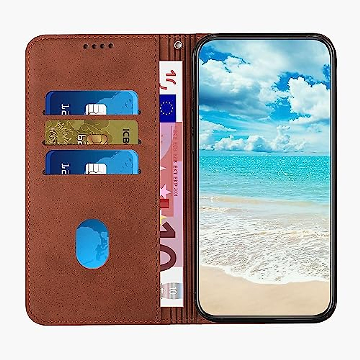 Flip Cases Smartphone Compatible with Infinix Hot 10 Lite Wallet Leather Case for Cell Phone Magnetic Suction Cup Case for Cell Phone Card Slot Stand Flip Phone Case Compatible