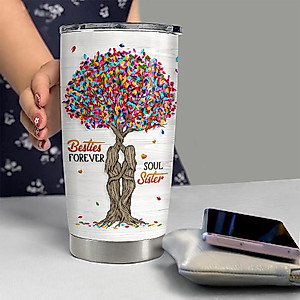 SANDJEST Best Friend Tumbler 20oz Besties Gifts for Women BFF Soul Sister Bestie Stainless Steel Insulated Tumblers Coffee Travel Mug Cup Friendship Gift for Birthday Christmas