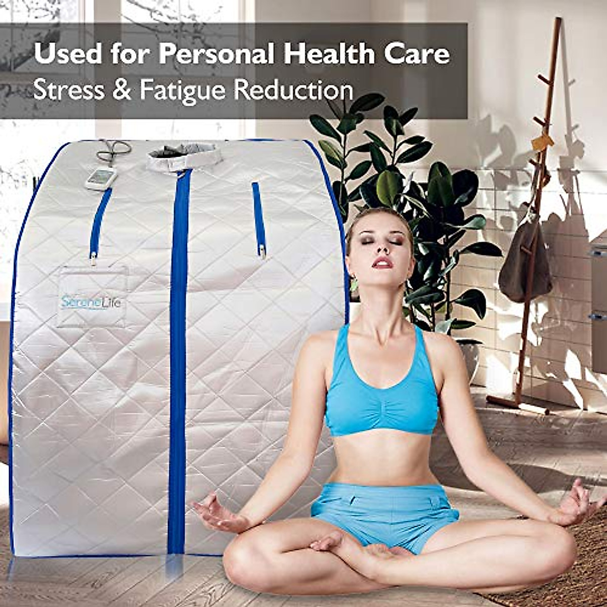 SereneLife Portable Infrared Home Spa- One Person Sauna, Heating Foot Pad and Chair