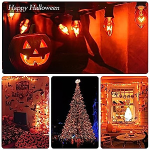 CHYSUPER C7 Halloween Replacement Bulbs, Orange Night Light Bulbs, 5W Incandescent E12 Candelabra Base, Warm White for Christmas Wedding Patio Outdoor String Lights Decor, 25 Pack