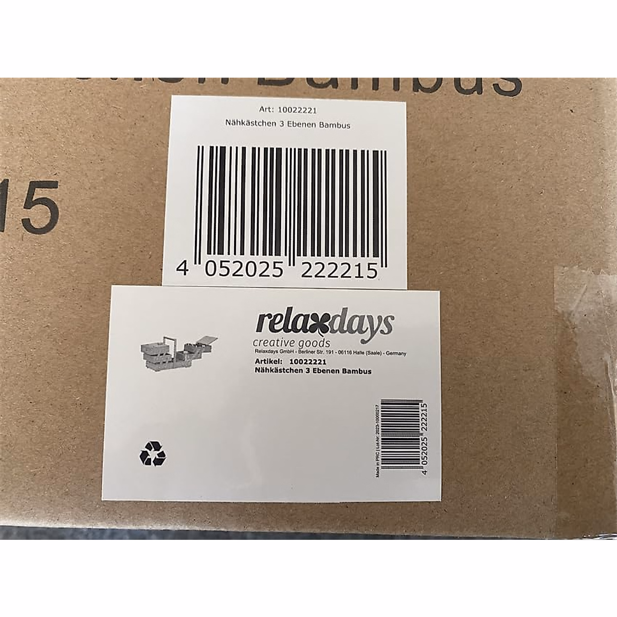 Relaxdays XXL Bamboo Sewing Box, Many Compartments, Foldable, Empty Organizer Basket, HWD 30 x 44 x 22 cm, Natural