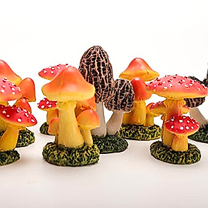 X Hot Popcorn 9PCS Mini Mushroom Figurines Mushroom Resin Figures Fairy Garden Miniature Moss Landscape Model for Garden Ornaments Plant Pots Bonsai Crafts