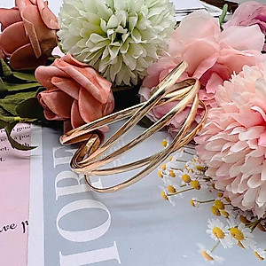 Svovin 1-7 Pcs Cuff Bangle Bracelet for Women Open Wide Wire Bracelets Gold Wrist Cuff Wrap Bracelet (B:APC)