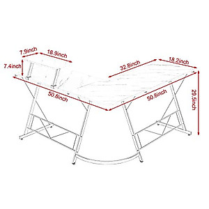 Mr IRONSTONE L-Shaped Desk 50.8" & Computer Desk 31"