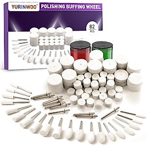 80Pcs Buffing Wheels Polishing Kit with 2Pcs Polishing Compound Compatible with Dremel Rotary Tool, Different Shapes of Polishing Wheel for Drill with 3mm(1/8'') Shank for Metal Jade Glass Polishing ﻿