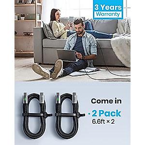 USB C to USB C Cable, INIU 100W [2-Pack 6.6ft] PD 5A Fast Charging Type C to Type C Cable, Nylon Braided USB-C Cord Phone Charger for Samsung S22 Note 20 iPad Pro MacBook Tablets LG Google etc.