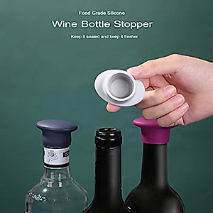 Hyvigo 4Pcs Silicone Wine Caps, Wine Stopper With Gift Box, Reusable Wine Bottle Stoppers and Champagne stoppers, Strong Sealing, Leak Proof, 4 Colors
