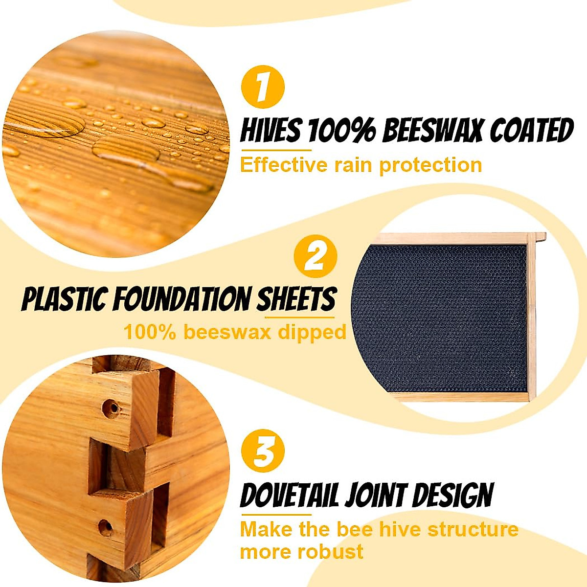Honey Lake 10 Frame Bee Hive Starter Kit, Complete Beehive Kit for Beekeepers Dipped in 100% Beeswax Includes 1 Deep Brood Box & 1 Medium Super Bee Box with Beehive Frames and Waxed Foundation Sheet