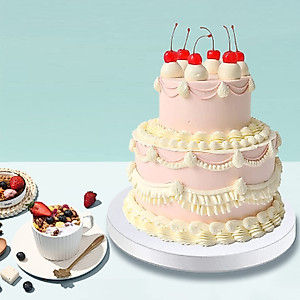 Distlety Cake Boards Drum Round 6 Pack, 1/2" Thick 12 inch Cake Drum, Cake Decorating Supplies White Smooth Edge for Multi-tier Birthday Wedding Party Cake drum board