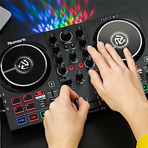 Numark Party Mix II - DJ Controller with Party Lights, DJ Set with 2 Decks, DJ Mixer, Audio Interface and USB Connectivity + Serato DJ Lite