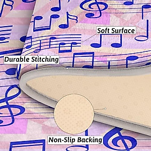 Music Note Geometric Oval Rug Small Rugs for Bedroom Aesthetic Bedside Bedroom Rug Soft Shag Runner Carpet Modern Fluffy Nursery Area Rugs Home Decor 1.64 x 4 Feet