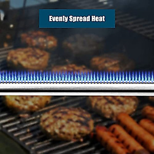 Uniflasy Grill Replacement Parts Kit for Smoke Hollow 6500 6800 PS9500 PS9900 SH5000 SH9916 16 1/2 Inch Porcelain Steel Heat Plate Shield Stainless Steel Pipe Burners 3 Packs