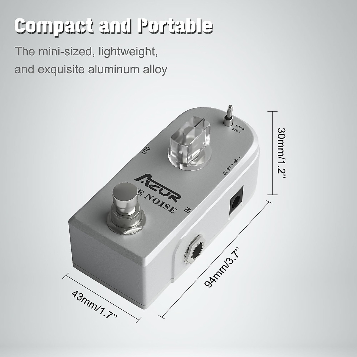 AZOR Noise Gate Pedal, Guitar Noise Killer Pedals Suppressor Effect 2 Modes with Guitar Pedal Power Cable,9V Battery Clip Converter Power Cable