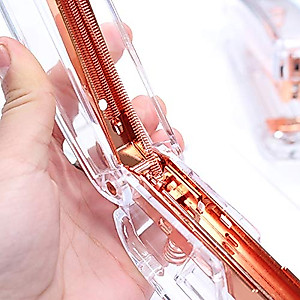 Rose Gold Desk Accessory Kit - Set of Acrylic Desktop Stapler, Staple Remover, Tape Dispenser, Staples and 10 Pieces Blinder Clips for Home School Office Supplies Stationery Desk Supplies