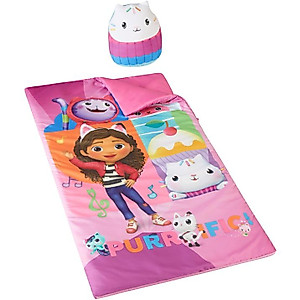 Gabbys Dollhouse 2 Piece Sleeping Slumber Bag and Squishy Pillow,54"x30",Ages 3+