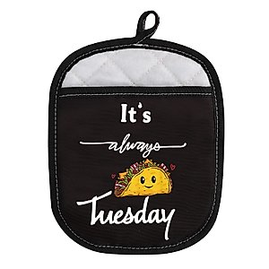 LEVLO Funny Taco Life Oven Mitt with Hot Pads Taco Lover Gift It's Always Taco Tuesday Pot Holder for Friend Family (Taco Tuesday)