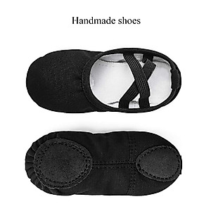 Stelle Canvas Ballet Shoes Toddler Girls Ballet Slippers No-Tie Boys Dance Shoes(Black,2MB)