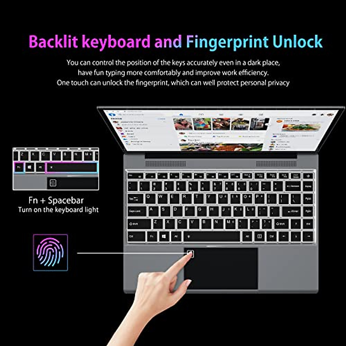 Windows 11 Laptop,13.5 Inch Celeron N4120 Quad core, 8GB RAM+256GB SSD, Thin & Light Notebook PC,3000x2000 3K IPS Panel, 5G+AC WiFi, All-Metal Body, Backlit Keyboard, Finger Print, Office, Gray