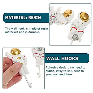 Beavorty Astronaut Wall Hanging Hook 4pcs Astronaut Hook Umbrella Holder Wall Hooks Wall Mounted Coat Hooks Key Rack Astronaut Wall Sculptures Kids Bathroom Accessories Wall Mount Storage Hanger