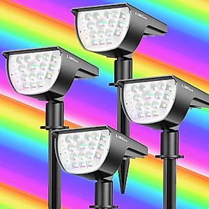 Solar Landscape Spotlights Outdoor, [7 Multicolor] Solar Spotlights Halloween, IP67 Waterproof 2-in-1 Solar Wall Lights for Yard Garden Patio Driveway Pool (4 Pack)