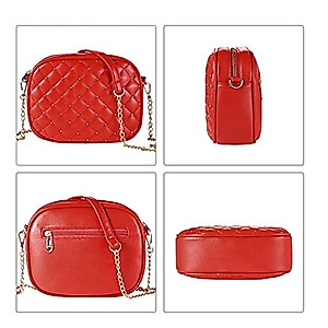 Small Cute Red Handbag for Girls - Womens Shoulder Crossbody Purses - Mini Quilted Leather Tote Messenger Bags Satchels for Women and Teens