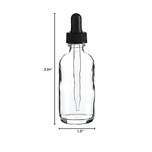 Premium Vials B37-12CL Boston Round Glass Bottle with Dropper, 2 oz Capacity, Clear (Pack of 12)