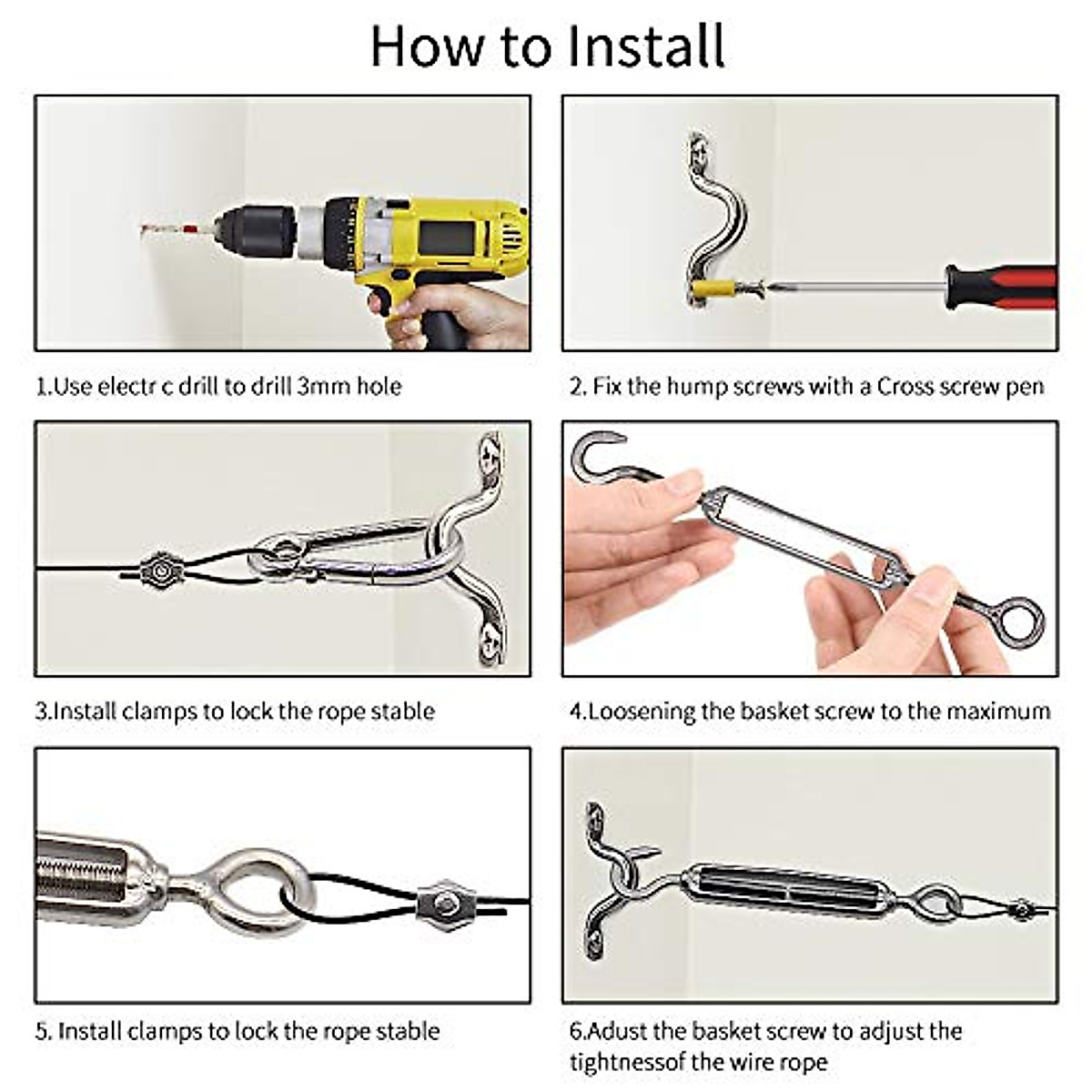 Twinkle Star 164 ft Globe String Lights Suspension Kit Stainless Steel Globe Lights Kit Outdoor Light Guide Wire for Patio, Garden