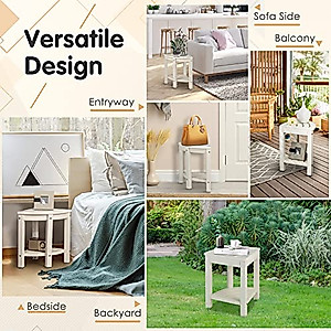 Giantex Corner Shower Stool Waterproof - HDPE Shower Bench Seat with Storage Shelf for Shaving Legs, Non-Slip Foot Pads, Plastic Spa Bath Step Foot Rest for Bathroom Small Place (Creamy White)