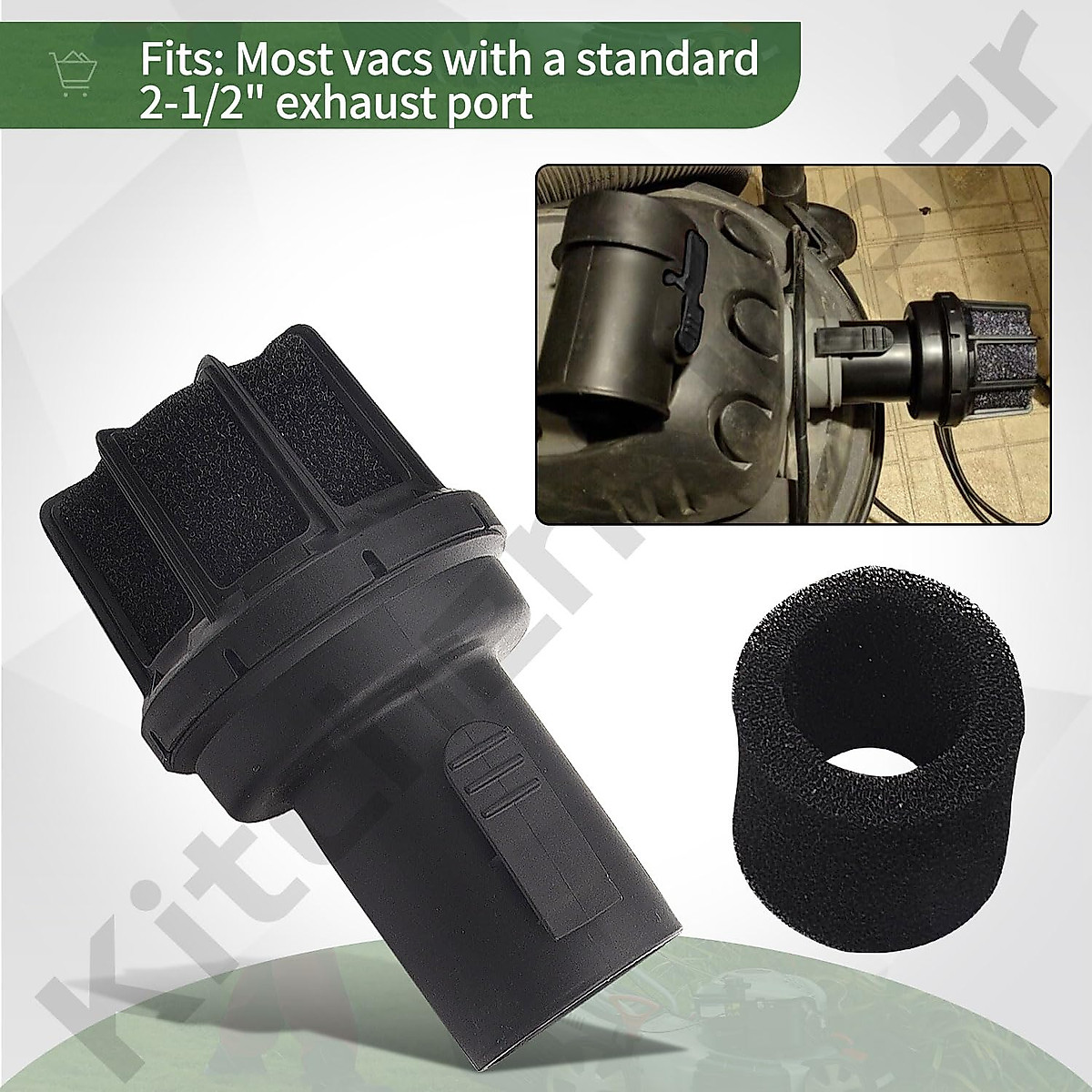 VT2525 & WS25025A 2.5 Inch Muffler/Diffuser Accessory for Ridgid Wet/Dry Vacuums, Fits Most Vacs With A Standard 2-1/2" Exhaust Port, To Reduce Blowing Dust and Debris