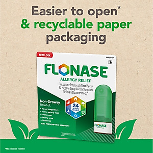 Flonase Allergy Relief Nasal Spray, 24-Hour Non-Drowsy Multi-Symptom Relief - 72 Sprays plus Bonus Pack of Tissues