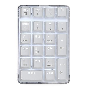 Qisan Mechanical Numeric Keypad GATERON Red Switch Wired Crystal Case White Backlit Gaming Keypad 21 Keys Mini Numpad Portable Mechanical Numpad Extended | Laptop Accessories | keypad for Computer