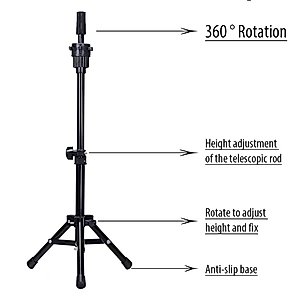 Ginogend 23 Inch Wig Head, Wig Stand Tripod with Head, Canvas Wig Head, Mannequin Head for Wigs, Manikin Canvas Head Block Set for Wigs Making Display, with Table Clamp, Wig Caps, Pins Set,