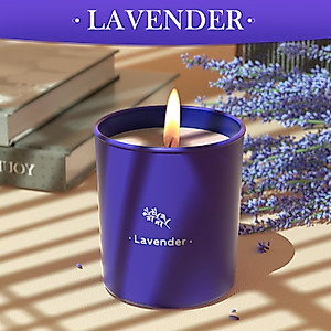 TranquilBliss Lavender Candles for Home Scented, 8 oz Scented Candles Present, Purple Jar Candles, Soy Candles for Women, 45 Hour Long-Lasting Burn Scented Candles for Birthday - 1 Pack