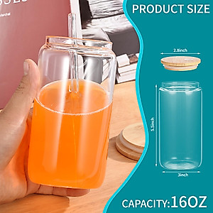 MAFYE Initial Glass Cups with Lids and Straws, Monogrammed Present for Women, 16oz Beer Glass Tumbler, Iced Coffee Mug, Personalized Present with Box and Card. Women's Day Birthday Present for Her