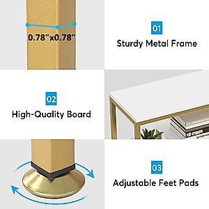 Tribesigns Bookcases and Bookshelves, 71” Tall Bookshelf with Metal Frame, Freestanding Geometric Bookcase with Open Display Shelf for Living Room, Bedroom, Home Office, White and Gold