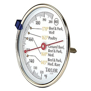Taylor Meat Thermometer Meat 120 To 200 Deg F 2-3/4" Dia. Dial