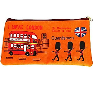 lotusflowert Canvas Pencil Case,The American Style I Love London Set of 4
