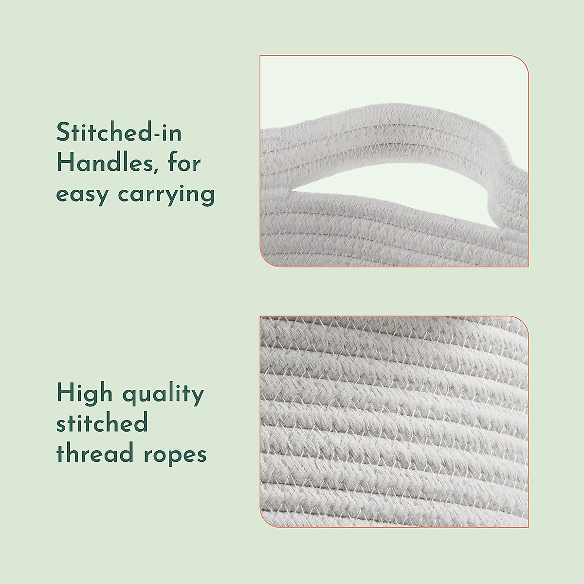 Decorative Jumbo Blanket Basket for Living Room - 100% Cotton Rope Woven Basket for Storage with 2 Easy Carry Handles, Holds up to 40Lb - Ideal for Pillows, Blankets, Laundry Hamper & Baby Toy Bin.