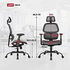 Ergonomic Office Chair, Desk Chair Computer Chair with Adjustable Arms Lumbar Support Swivel Rolling High Back Mesh Task Chair