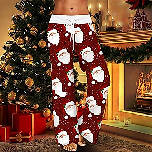 Sweatpants Womens,Womens Sweatpants with Pockets Christmas Print Elastic Waisted Baggy Sweatpants Drawstring Casual Baggy Baggy Sweatpants Xmas Graphic Print Rose Gold XL