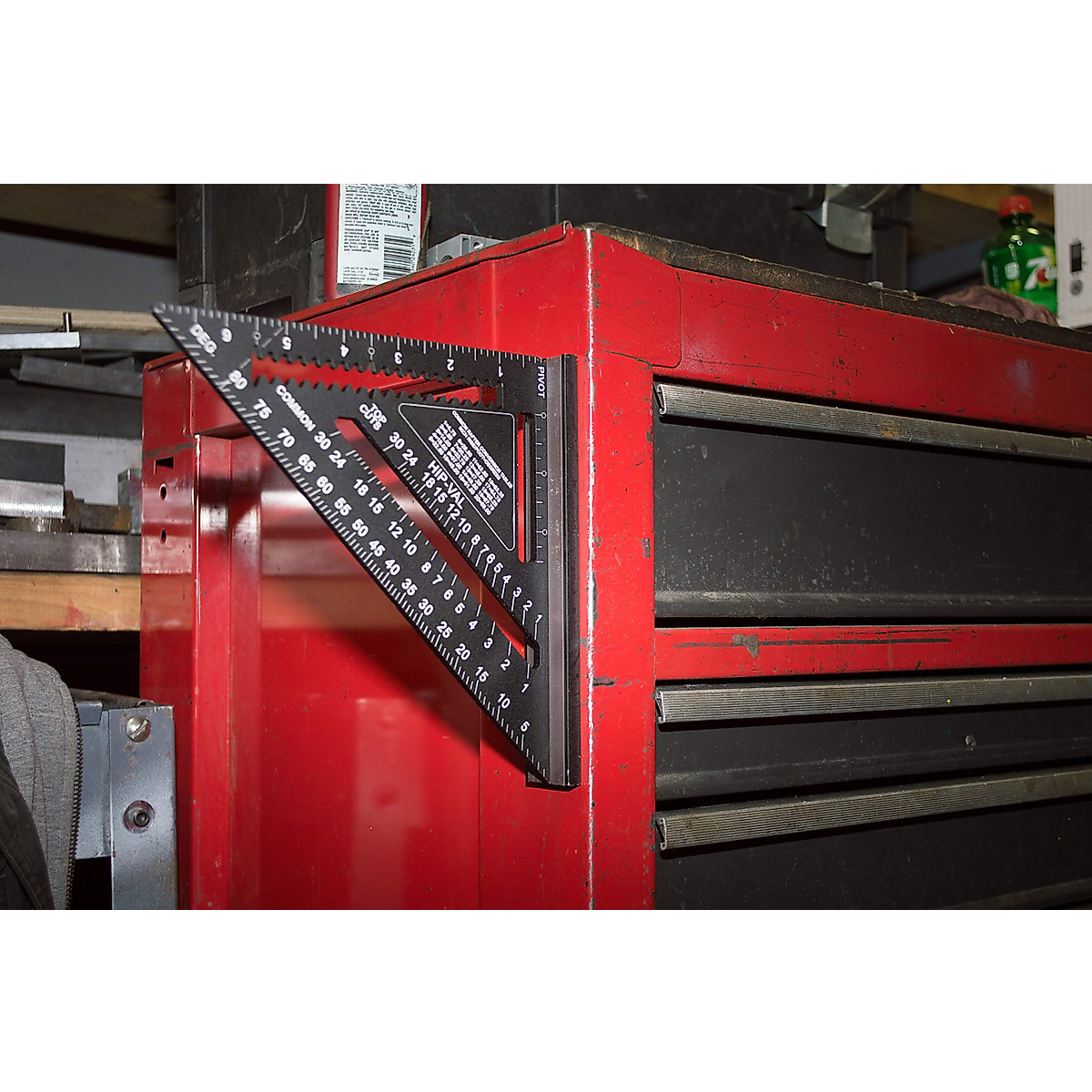 Johnson Level & Tool 1959-0700 Magnetic Johnny Square Professional Easy-Read Aluminum Rafter Square, 7", Black, 1 Square