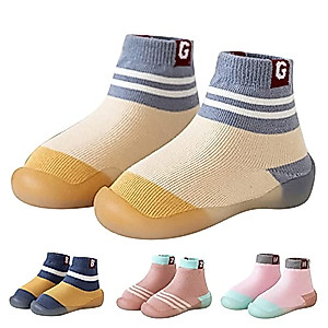 Lykmera Summer Autumn Comfortable Infant Toddler Shoes Stripes Colorblock Children Mesh Breathable Floor Socks Shoes (Red, 3-6Months)