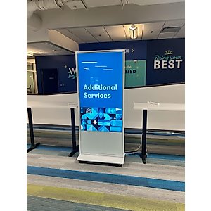 YCKJNB 55 inch Indoor Digital Signage 4K Touchscreen IPS Floor Standing Digital Kiosks Interactive Displays with WiFi HDMI/USB Input Auto AD Player, Android OS White
