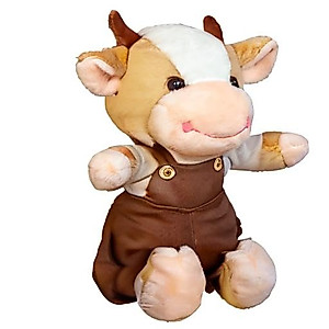 Rural Cow Stuffed Animals-Cute Stuffed Cow Plush with White Veil-Fluffy Cow Plush Toys-Comfortable for Birthday Gift 12.5 Inches