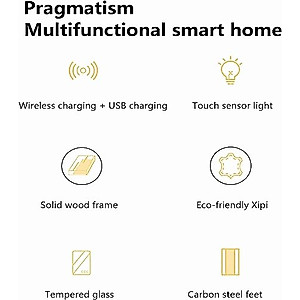 BKEKM Nightstands Smart Nightstand Wireless Charging Station End Table 2 USB Ports Bedside Table 3 Colors Adjustable LED Bedside Cabinet Well Made