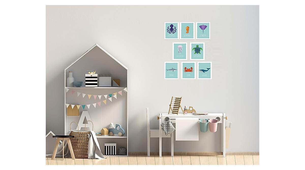 Kindred Sol Collective Ocean Animals Wall Cards, Nautical Nursery Room ...