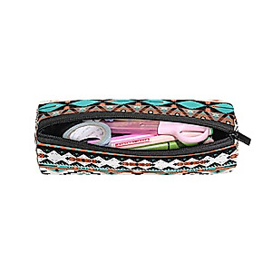 DXTKWL Ethnic Aztec Print Pencil Case Pen Bag Pouch Holder, Zipper Pencil Bag Portable Cosmetic Organizer Makeup Brush Bag Purse School Stationery for Kids Girl Boy Adult Office Nurse Supplies